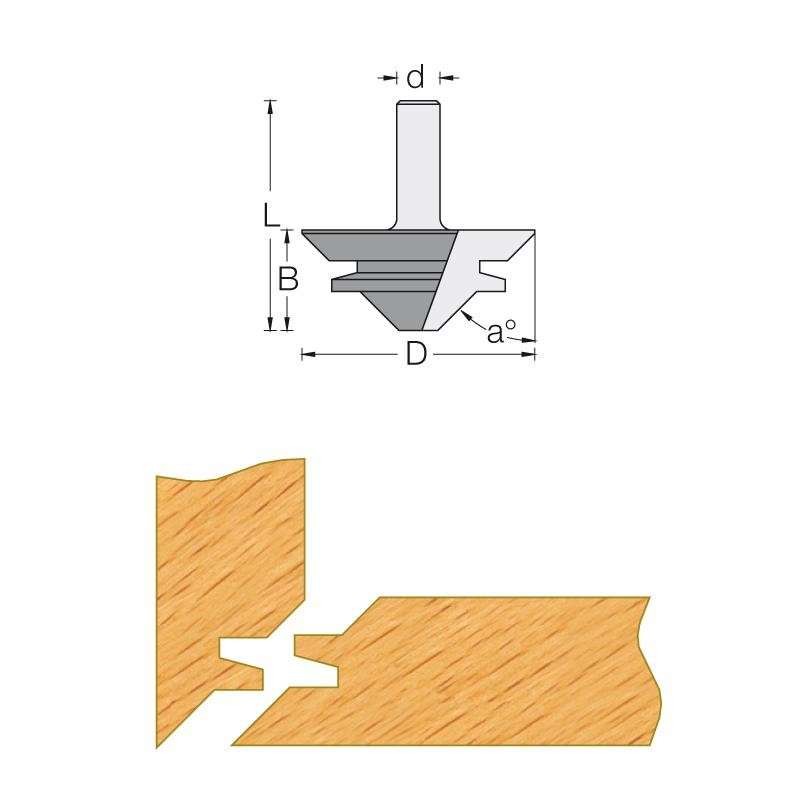 Lock miter router bit Shank 8 mm - Probois machinoutils