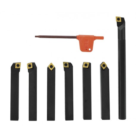 Outils de tournage à plaquettes carbure queue de 10 mm (7 pièces)