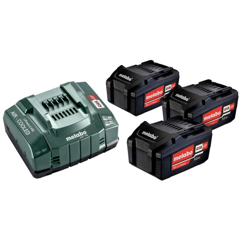 Charger + 3 Metabo Li-Power 18 V / 5,2 Ah 5,2 AH batteries - Probois